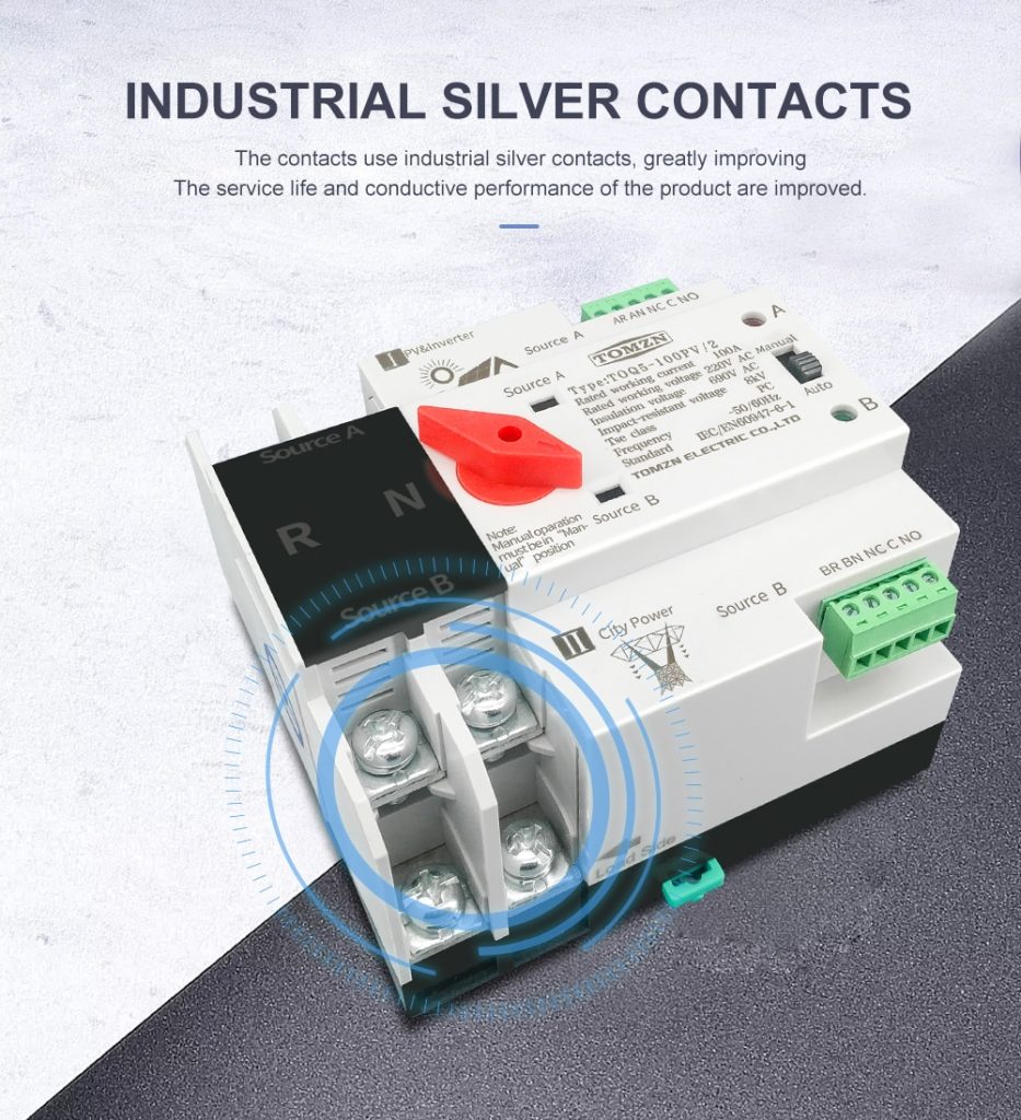 ATS switch de transferencia automática 63A 2P riel DIN monofásico Solar ...