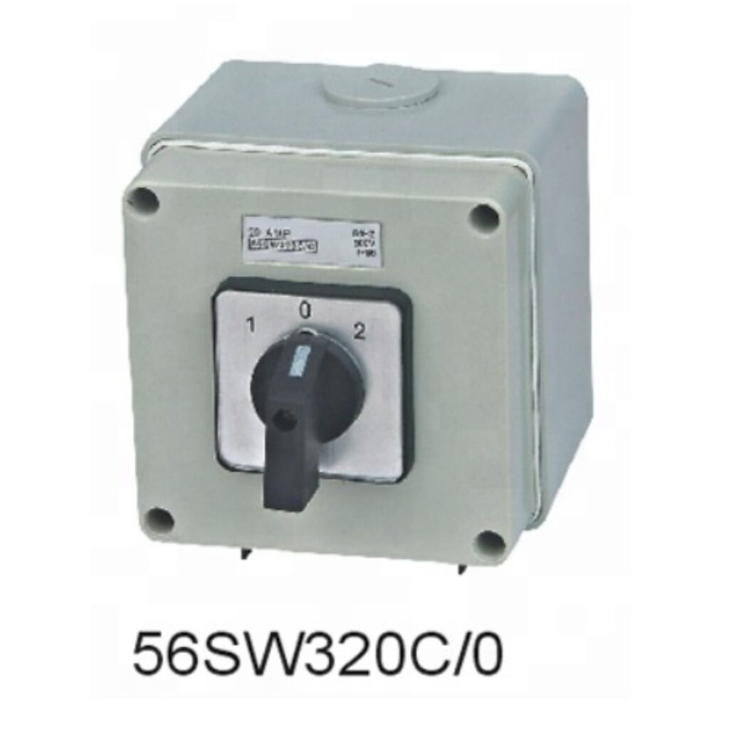 Selector Conmutador 1-0-2 AC/DC 500V 20A 3P con Caja IP66 - Yemin